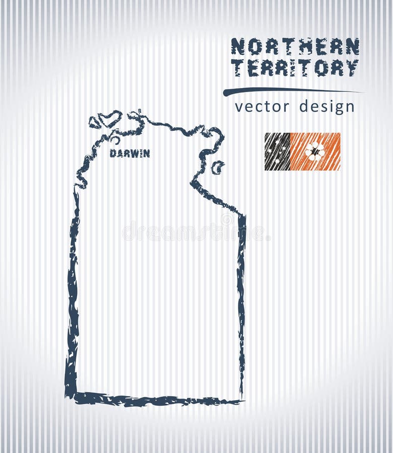 Northern Territory Vector Chalk Drawing Map Isolated on a White ...