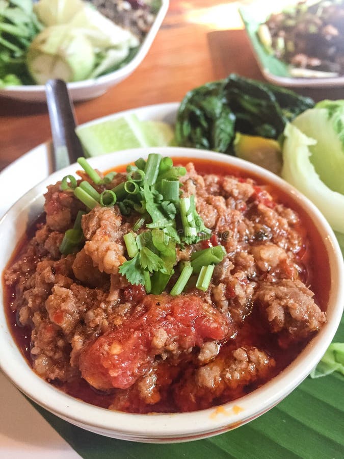 Northern Thai Chili Paste stock image. Image of parsley - 61285517