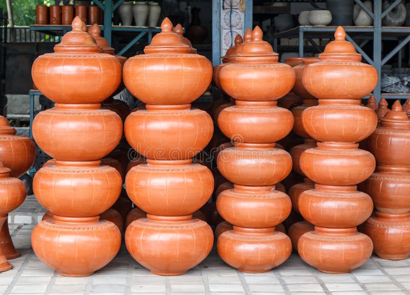 Northern Thai clay pottery stock image. Image of thailand - 57624123