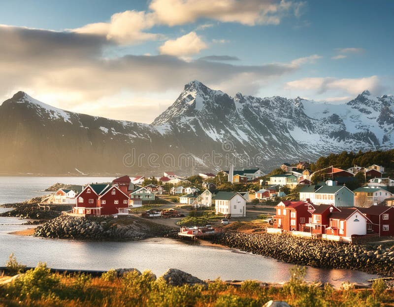 Northern Town Scenery AI Generated Stock Illustration - Illustration of ...