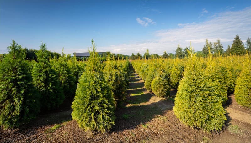 Northern White-cedar (Thuja Occidentalis) Trees in Tree Nursery Stock ...