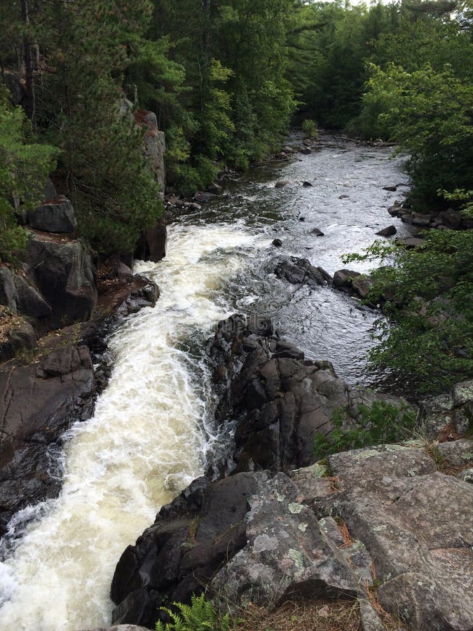 Northern Wisconsin Waterfall in Summer Stock Photo - Image of plant ...