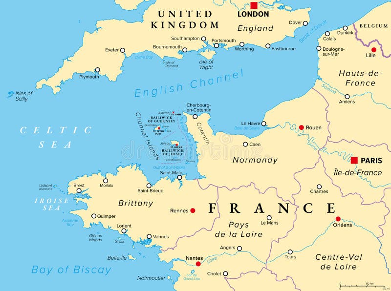 Northern France Coast Along English Channel and Bay of Biscay ...