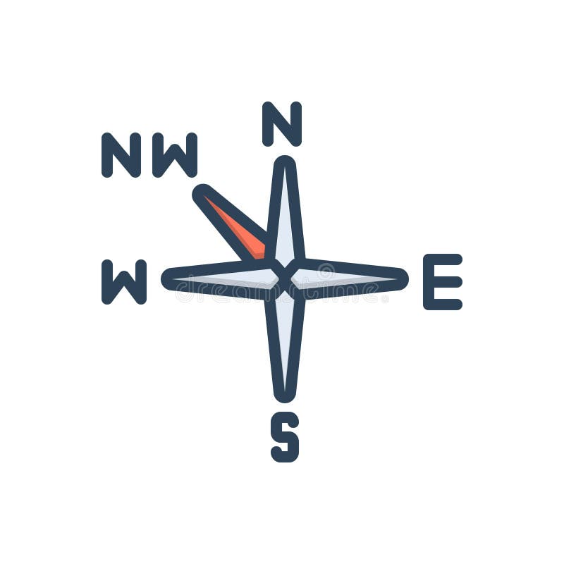 Color Illustration Icon for Northwest, Compass and Map Stock ...