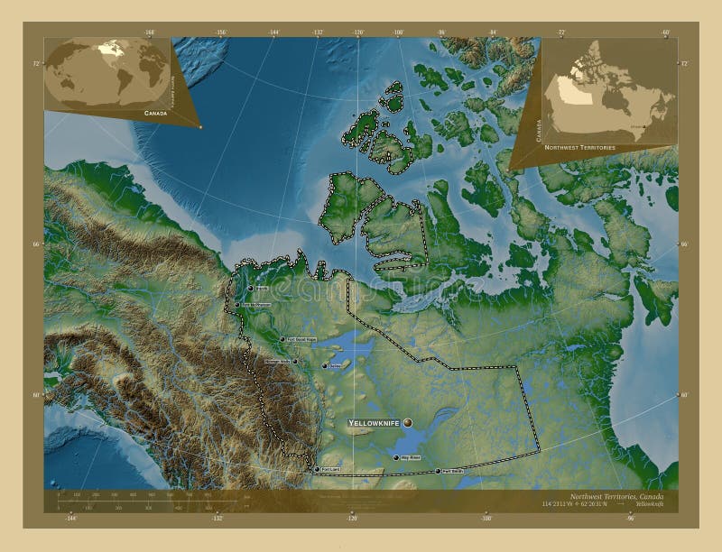 Northwest Territories, Canada. Physical. Labelled Points of Cities ...