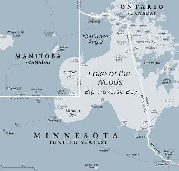 Northwest Angle, Part of U.S. State of Minnesota, Gray Political Map ...
