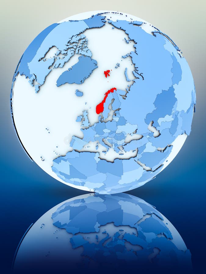 Norway on blue globe stock illustration. Illustration of reflective ...