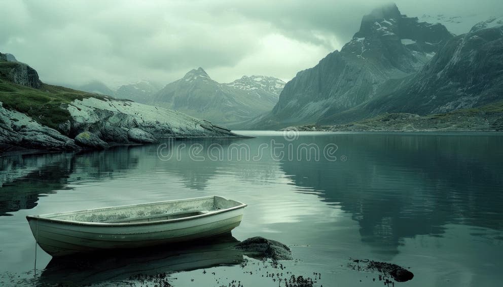 Norway boat in a lake stock image. Image of alps, forest - 308050075