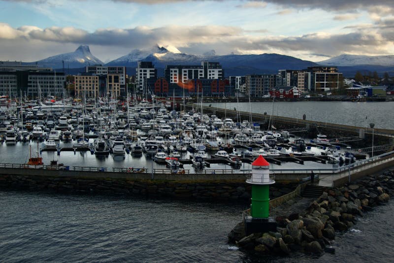Small Lighthouse Standing at the Entrance of Harbor in Bodo, Norway ...