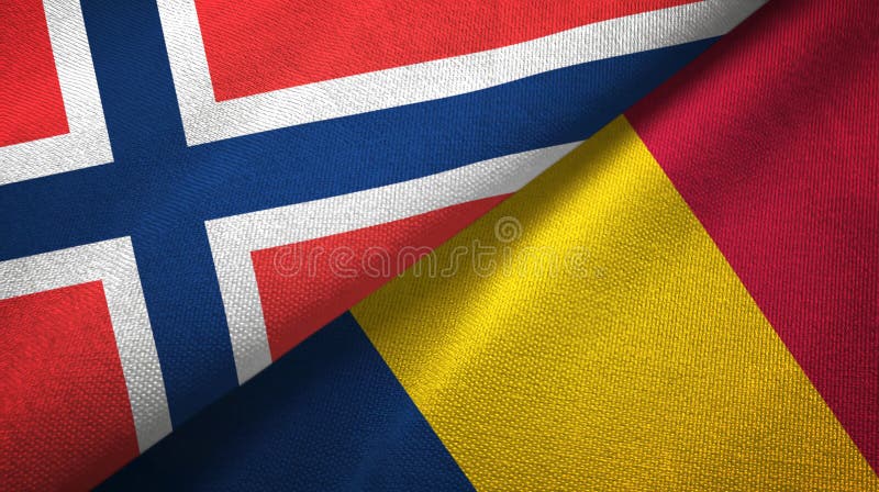 Norway and Chad Two Flags Textile Cloth, Fabric Texture Stock ...