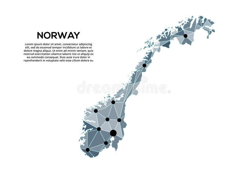 Norway Communication Network Map. Vector Image of a Low Poly Global Map ...