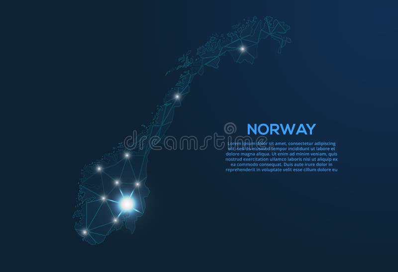 Norway Communication Network Map. Vector Low Poly Image of a Global Map ...