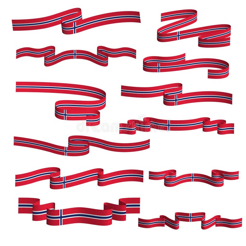 Norway Country Flag Ribbon Vector Set Stock Vector - Illustration of ...