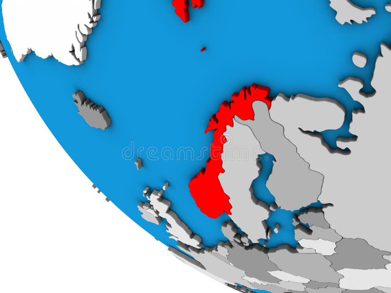 Norway on 3D globe stock illustration. Illustration of country - 130243841