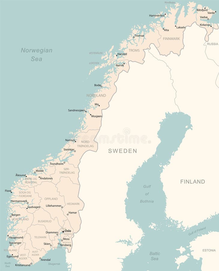Norway Municipalities High Detailed Vector Map Colored by ...