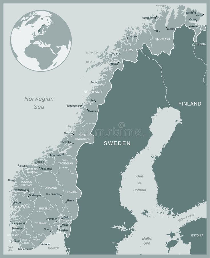 Norway - Detailed Map with Administrative Divisions Country. Vector ...