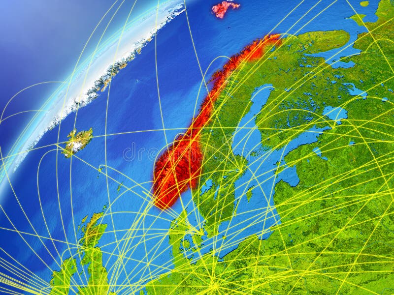 Norway on Earth with Network Stock Illustration - Illustration of ...
