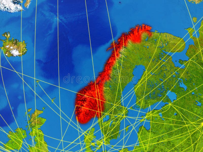 Norway on Earth with Network Stock Illustration - Illustration of ...