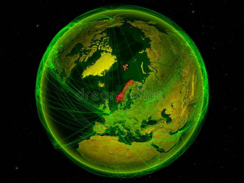 Norway on Earth with Network Stock Illustration - Illustration of world ...