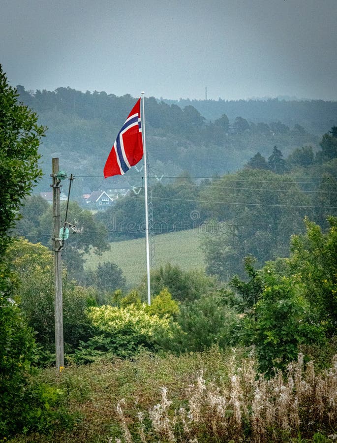 Norway Flag Blowing in the Wind for 17 May Stock Photo - Image of ...