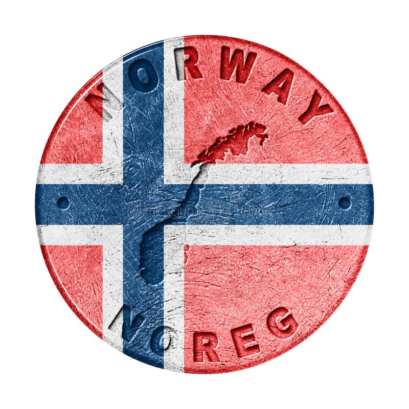 Norway Flag Button with Map Stock Illustration - Illustration of ...
