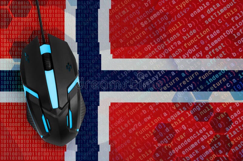 Norway Flag and Computer Mouse. Digital Threat, Illegal Actions on the ...