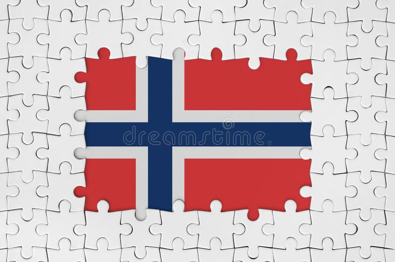 Norway Flag in Frame of White Puzzle Pieces with Missing Central Part ...