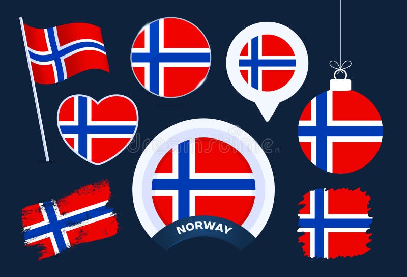 Norway Flag Vector Collection. Big Set of National Flag Design Elements ...