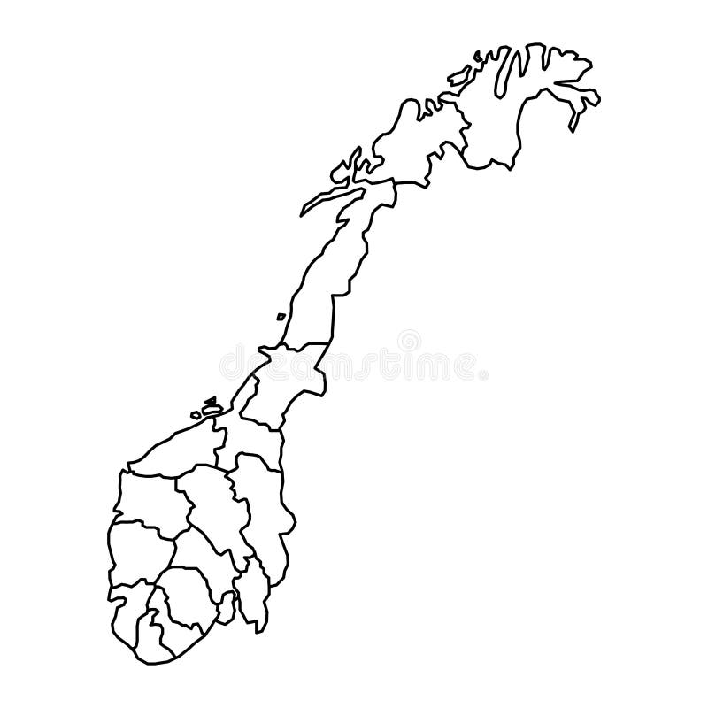 Norway Map with Black Contour Curves of Illustration Stock Illustration ...