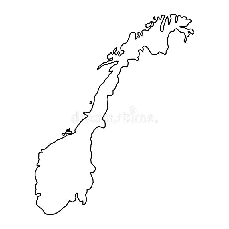 Norway Map Black Contour Curves Of Illustration Stock Illustration ...