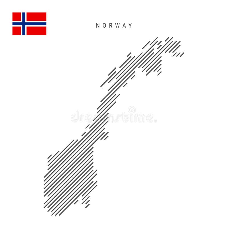 Norway Map from Pattern of Black Slanted Parallel Lines. Flat Vector ...
