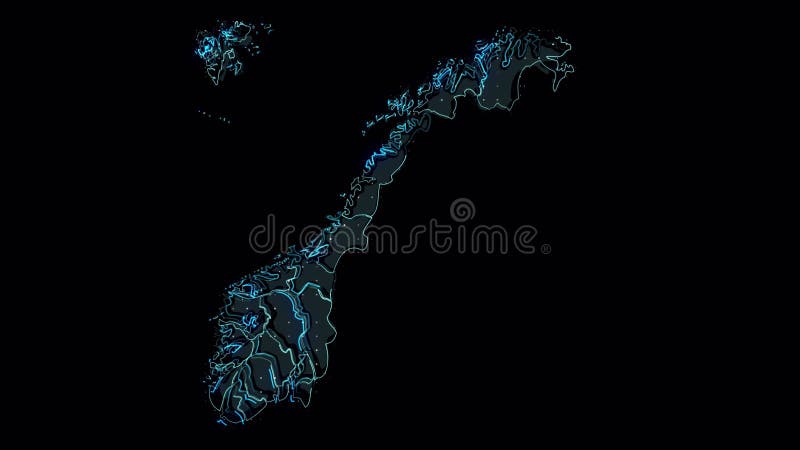 Norway Map Shape Outline, Country Digital Contour Stock Footage - Video ...