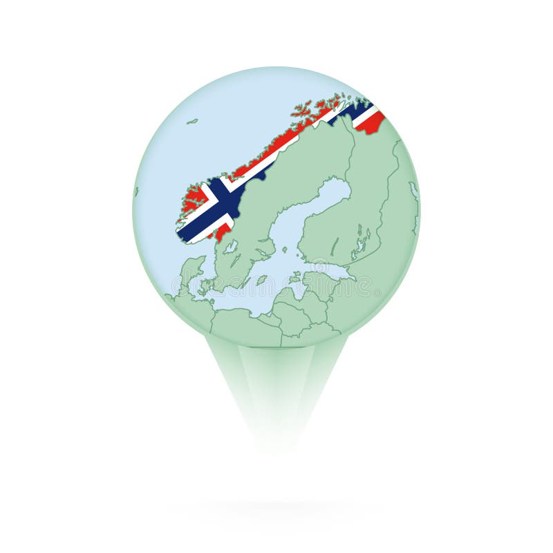 Norway Map, Stylish Location Icon with Norway Map and Flag Stock Vector ...