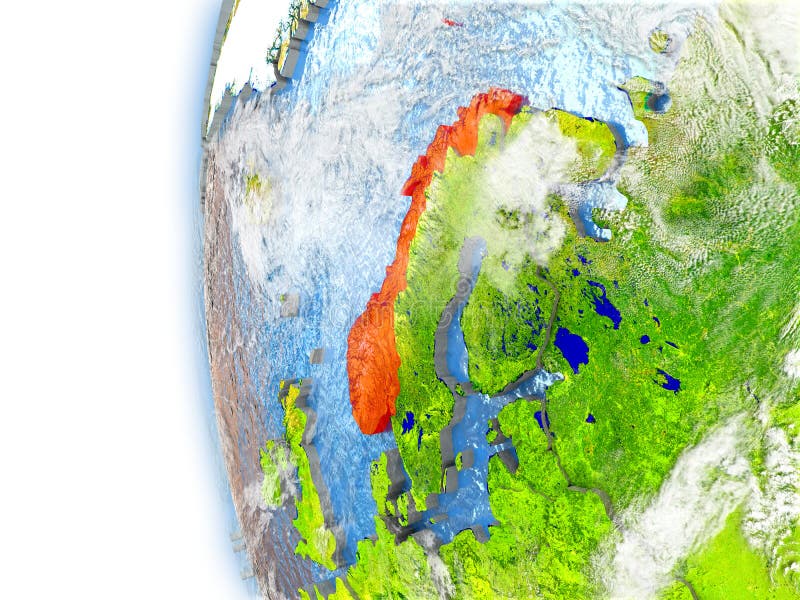 Norway on model of Earth stock illustration. Illustration of weather ...