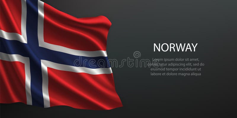 Norway National Flag Waving on Dark Background Stock Vector ...
