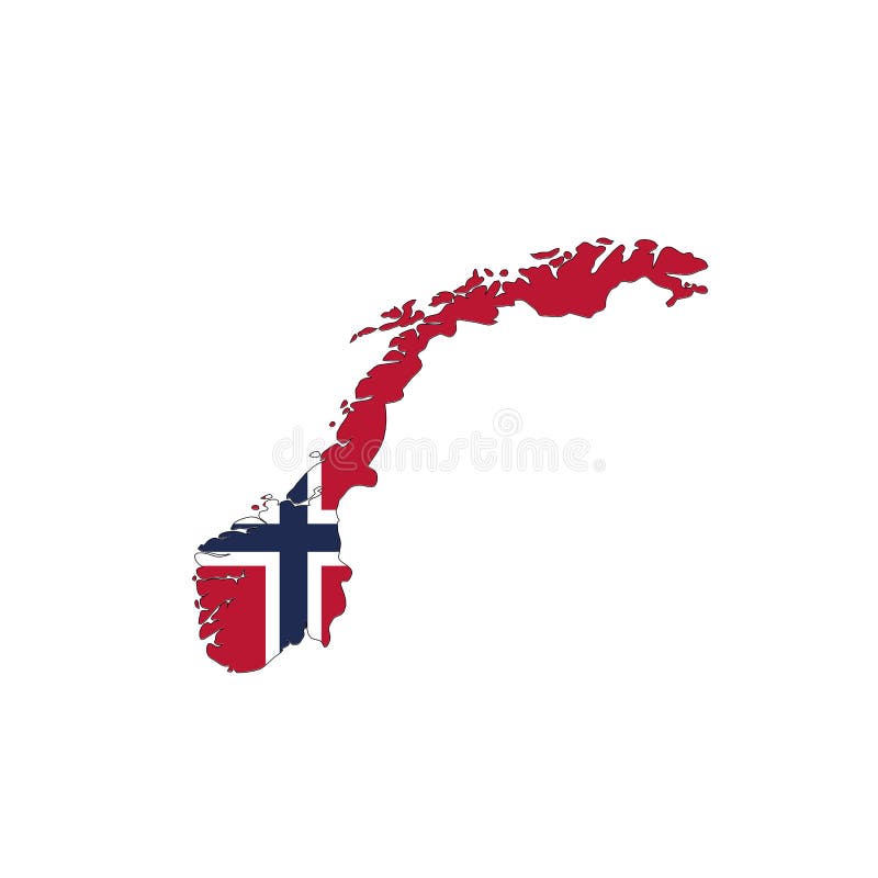 Norway National Flag in a Shape of Country Map Stock Vector ...