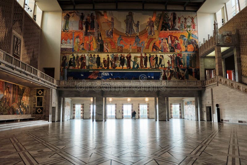 Norway. Oslo City Hall. the Interior of the Town Hall. September 18 ...