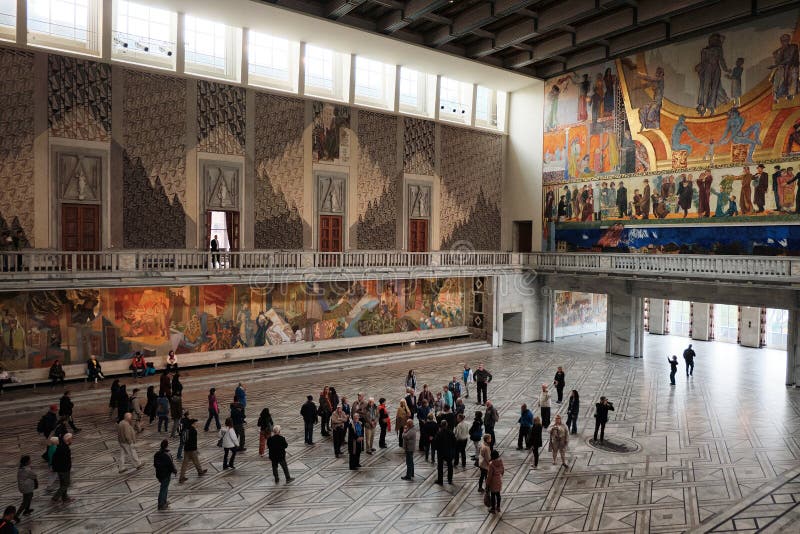 Norway. Oslo City Hall. the Interior of the Town Hall. September 18 ...