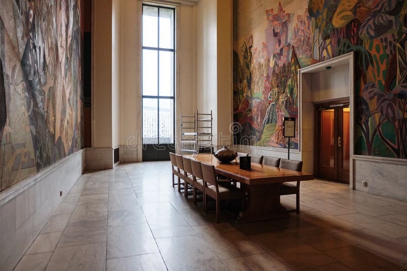 Norway. Oslo City Hall. the Interior of the Town Hall. September 18 ...