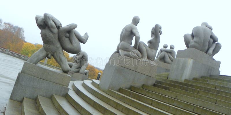 Norway, Oslo, Frogner Park, Sculptures on the Steps of the Monolith ...