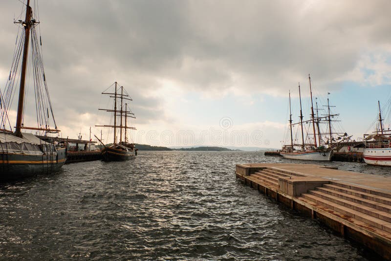 Norway. Ships at the Pier in Oslo. September 18, 2018 Editorial Stock ...
