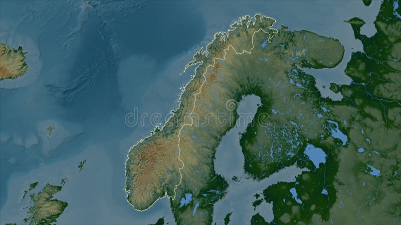 Norway outlined. Physical stock illustration. Illustration of science ...
