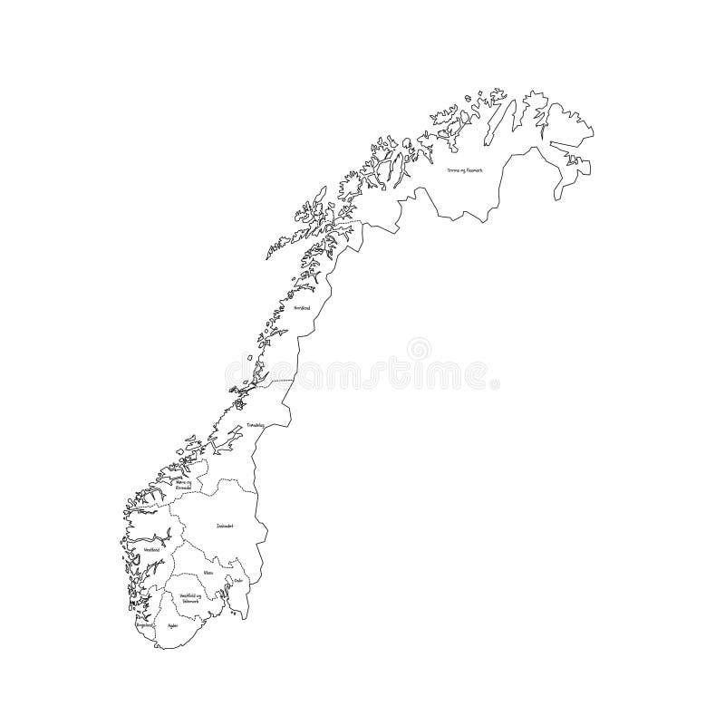 Norway Political Map of Administrative Divisions Stock Vector ... Norway Political Map of Administrative Divisions Stock Vector ...