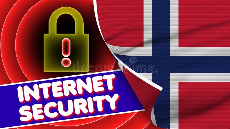 Norway Realistic Flag with Internet Security Title Fabric Texture 3D ...