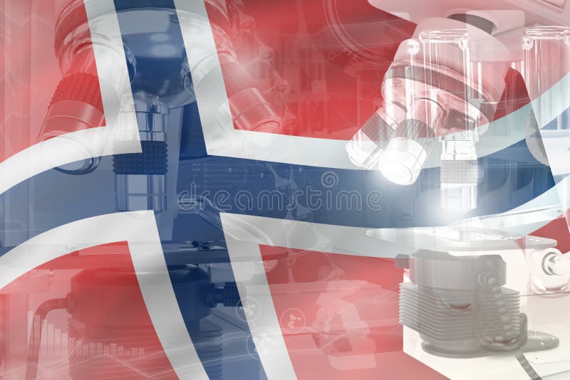 Norway Science Development Conceptual Background - Microscope on Flag ...