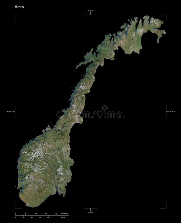Norway Shape on Black. High-res Satellite Stock Illustration ...