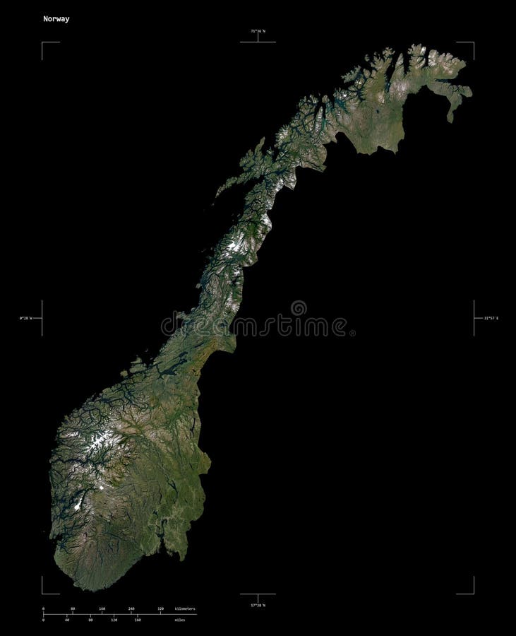 Norway Shape on Black. Low-res Satellite Stock Illustration ...