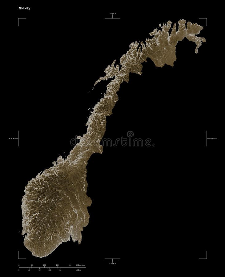 Norway Shape on Black. Sepia Stock Illustration - Illustration of ...