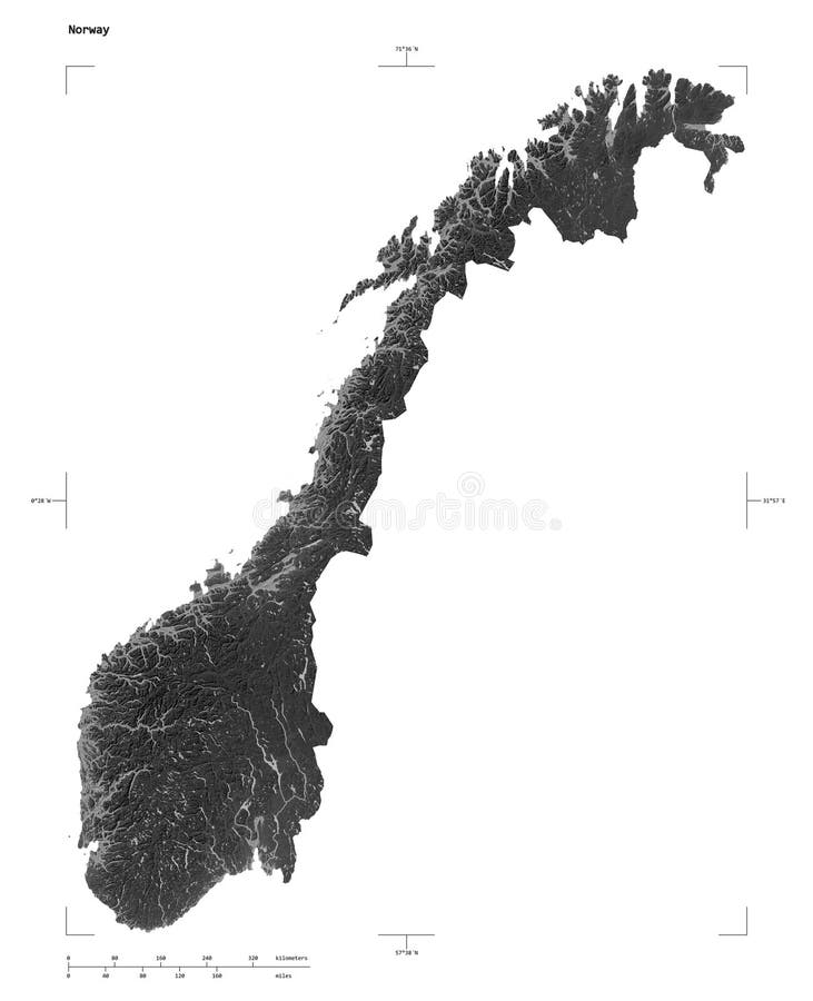 Norway Shape on White. Grayscale Stock Illustration - Illustration of ...