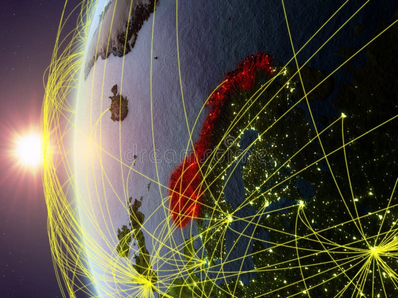Norway from Space with Network Stock Illustration - Illustration of ...